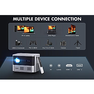 VIZONY FHD 1080P Projector 4K Support, 800ANSI 5G WiFi Bluetooth Projector, Outdoor Projector with Full-Sealed Engine/Electric Focus/4P4D/PPT/Zoom, Home Movie Projector Compatible w/iOS/Android/PC/TV