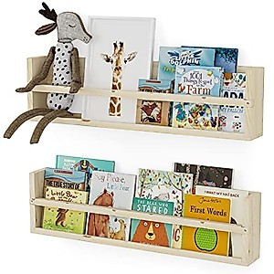 brightmaison Polynez 30" Floating Shelves for Wall & Nursery Book Shelves, Kids Bookshelf for Wall Multiuse Wall Shelf Set of 2 Unfinished Floating ShelfUnfinished