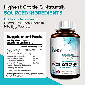 Probiotics for Women Vaginal Health, Urinary Tract Health, Yeast Infection & UTI I 40 Billion CFU Active Prebiotics and Probiotics for Women I Shelf-Stable I Acid-Resistant I 60 Capsules