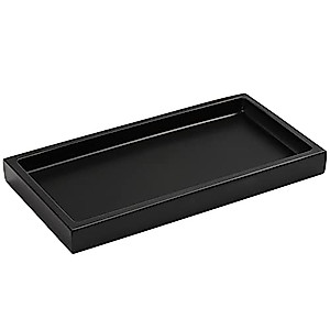 Luxspire Bathroom Vanity Tray, 8 x 4 inch Resin Dresser Jewelry Ring Dish Tank Storage Kitchen Sink Countertop Organizer Plate Holder for Perfume Soap Towel Bathroom Accessories, Mini, Matte Black