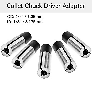 Qjaiune 5Pcs 1/4" to 1/8" Collet Chuck Driver Adapter, CNC Engraving Bit Router Adapter Convert for Engraving Machine Tool