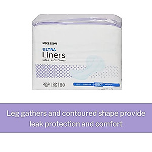 McKesson Ultra Incontinence Liners - Heavy Absorbency, Contoured, Unisex, Adult - One Size Fits Most, 27 1/5 in Long, 20 Count, 4 Packs, 80 Total