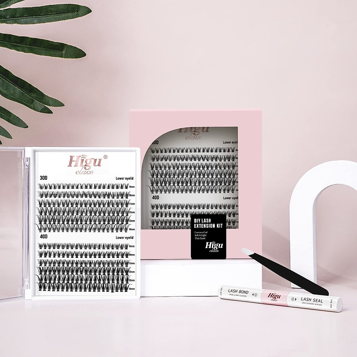 DIY Eyelash Extension Kit, 240 Pcs Lash Clusters individual Cluster Lashes with Super Hold Mascara Brush Bond and Seal Eyelash Glue and Lash Applicator eyelash cluster extensions Set (30+40D Kit)