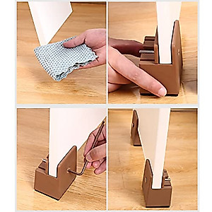 OTCPP Furniture Legs, Brown Furniture Leg Risers, Adjustable Width Table Leg Risers, Floor Protection, Add Height, for Sofas Chairs Cabinets Beds (5cm,2pc)