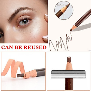 5P Waterproof Eyebrow Pencil,Pull Cord Peel-off Brow Pencil Microblading Eyebrow Pen Supplies Set Brow Pen Eyebrow Tattoo Makeup for Marking,Filling and Outlining,with Eyebrow Trimming Tool(Dark Brown)