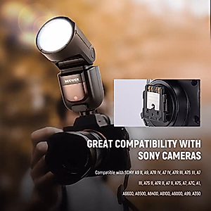 NEEWER Z1-S TTL Round Head Flash Speedlite for Sony Cameras, 76Ws 2.4G 1/8000s HSS, 10 Levels LED Modeling Lamp, 2600mAh Lithium Battery, 480 Full Power Shots, Recycle in 1.5s Flash