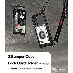 GOOSPERY Z Bumper Designed for Galaxy S22 Plus Case, Shock Absorbing Dual Layer Structure TPU Edge Clear Back Cover [with Detachable Clear Card Holder] Stick On Phone Wallet