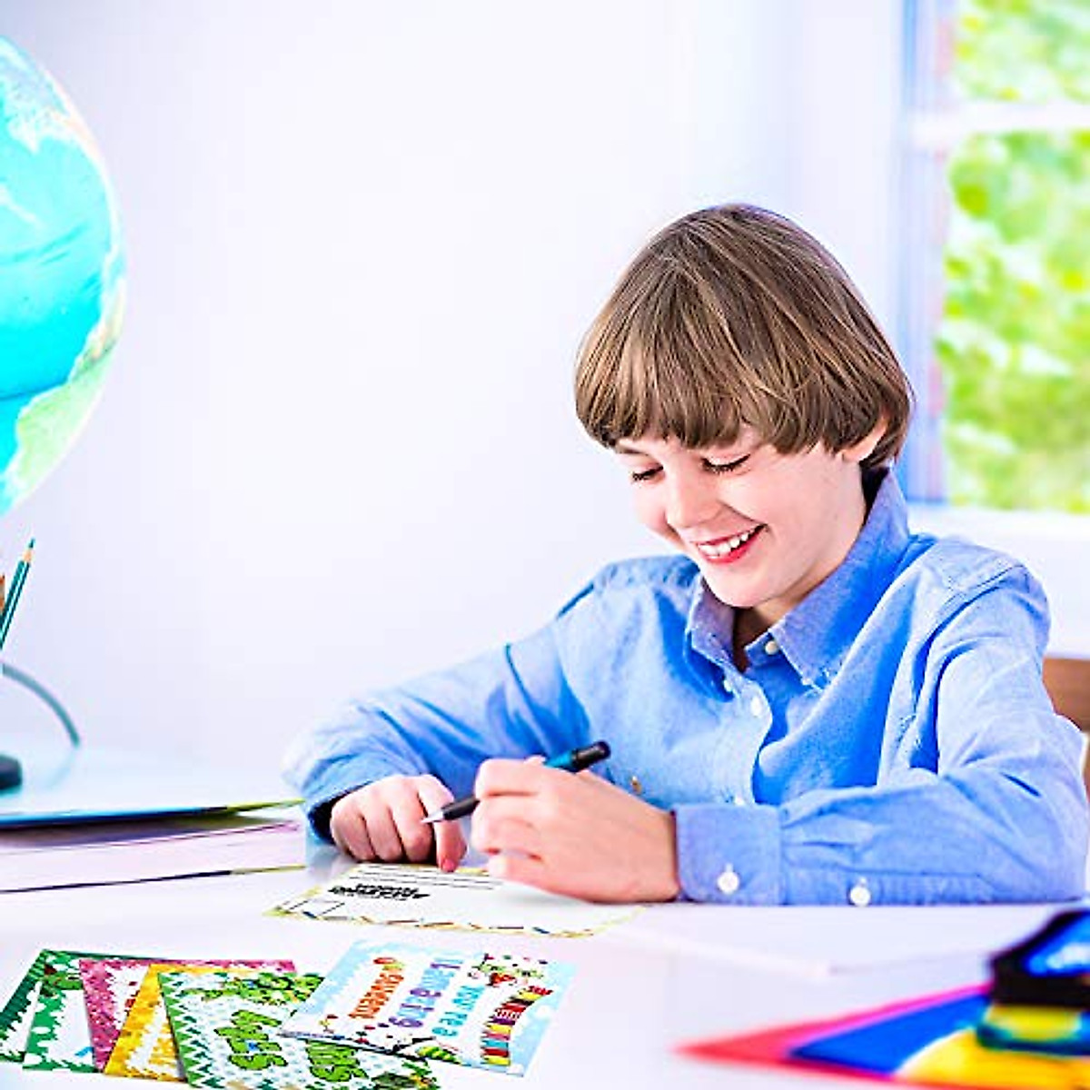 Outus Thinking of You School Postcards Motivational Inspiration Accents for Teachers to Send To Students, 9 Styles, 4 x 6 Inch Encouragement Notecards for Home School Classroom Preschool (45 Pieces)