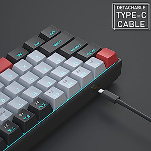 Gaming Keyboard and Mouse Combo, 60% Compact Mechanical Keyboard with Blue LED Backlit, PC Gaming Keyboard and Mouse,Detachable Type C to A Cable Wired Keyboard for PC/Laptop