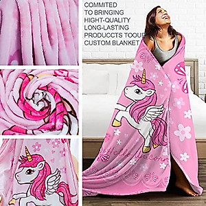 Bilibunny Pink Unicorn Blanket for Girls&Boys Kids Toddler Baby, Soft Warm Flannel Cozy Fuzzy Fluffy Plush Fleece Throw Blanket for Couch Sofa Bed Travel Camping & Gift for Birthday Party Mothers Day