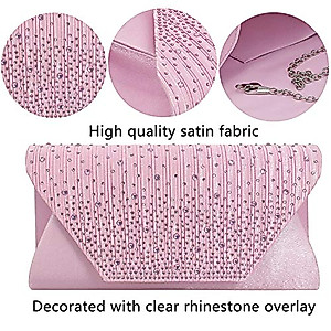 CUCTACBCT Women Envelope Clutch Purse Party Wedding Crossbody Evening Bag Prom Handbag,Pink