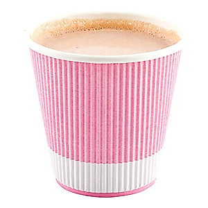 8 Ounce Disposable Coffee Cups, 500 Double Wall Hot Cups For Coffee - Lids Sold Separately, Rippled Wall, Light Pink Paper Insulated Coffee Cups, For Coffee, Tea And More-Restaurantware