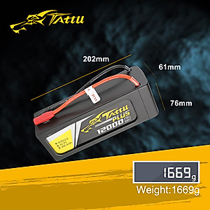 TATTU Plus LiPo Smart Battery Pack 12000mAh 22.2V 15C 6S with AS150+XT150 Plug for UAV Drone Integrated with Smart BMS