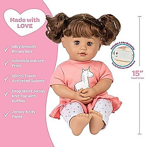Adora My Cuddle & Coo Babies Collection, 15" Baby Doll in Sweet Powder Scent and 5 Touch Activated Sounds: She Cries, Coos, Giggles, Kisses Back & Says Momma Birthday Gift For Ages 3+ - Unicorn Magic