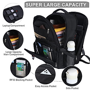 Laptop Backpack 17 Inch TSA Friendly Travel Backpack for Men & Women Large Waterproof Business College School Bookbag Gaming Computer Backpack with USB Charging Hole & RFID Blocking Pocket, Black