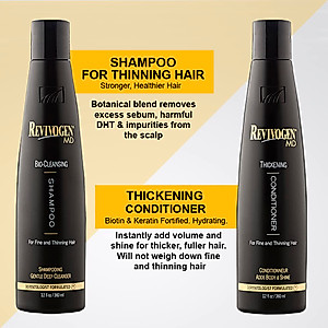 Revivogen MD Bio-Cleansing Shampoo and Conditioner for Thinning Hair, DHT Blocker Shampoo, Hair Loss Shampoo, Shampoo Thinning Hair, Conditioner for Thinning Hair, Hair Loss Conditioner 12oz