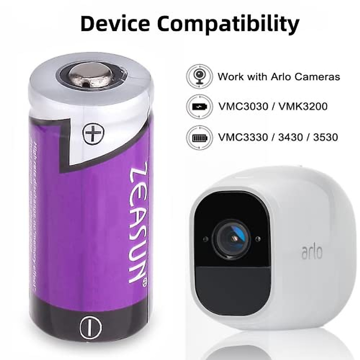 123A Battery for Arlo,4 Pack Batteries and LCD Display Charger with Arlo Wireless Cameras Certified Works with Arlo VMS3130 VMC3030 VMK3200 VMS3330 3430 3530 Cameras and More