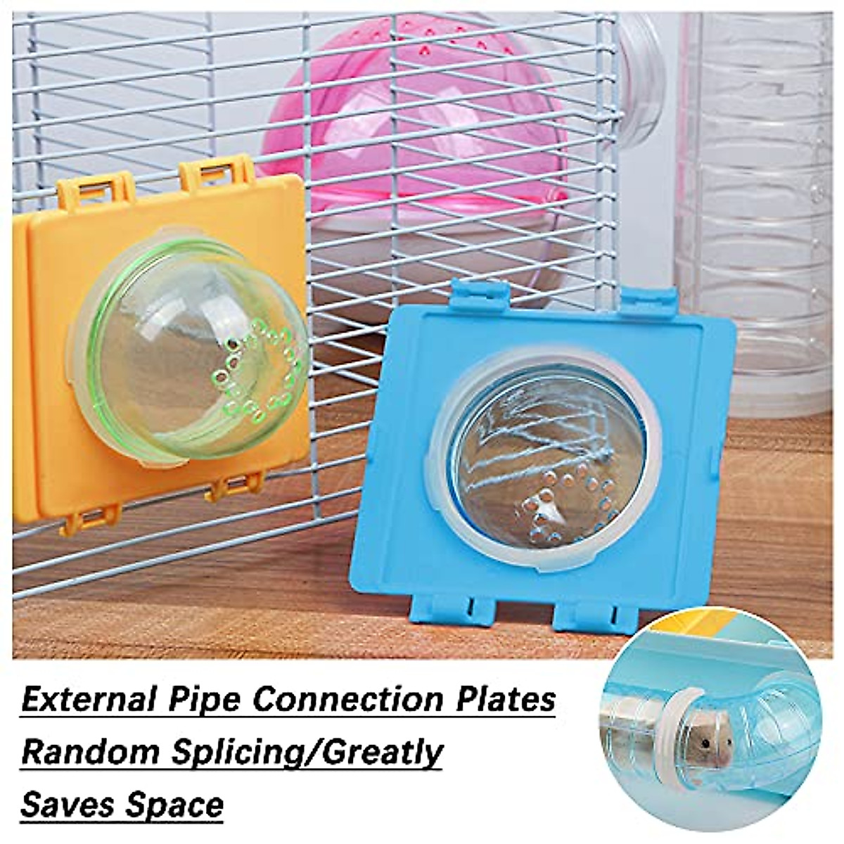 Hamster Tubes Set, FULANDL Transparent Hamster Cage Adventure External Pipe, Creative DIY Assorted Connection Tunnel Track Hamster Toys to Expand Space for Small Animals Like Hamster, Mouse-2.16In