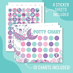 Hadley Designs Mermaid Potty Training Chart for Toddler Girls - Potty Training Sticker Chart for Girls Potty with Sticker, Sticker Chart for Kids Potty Training Reward Chart, Kids Reward Chart