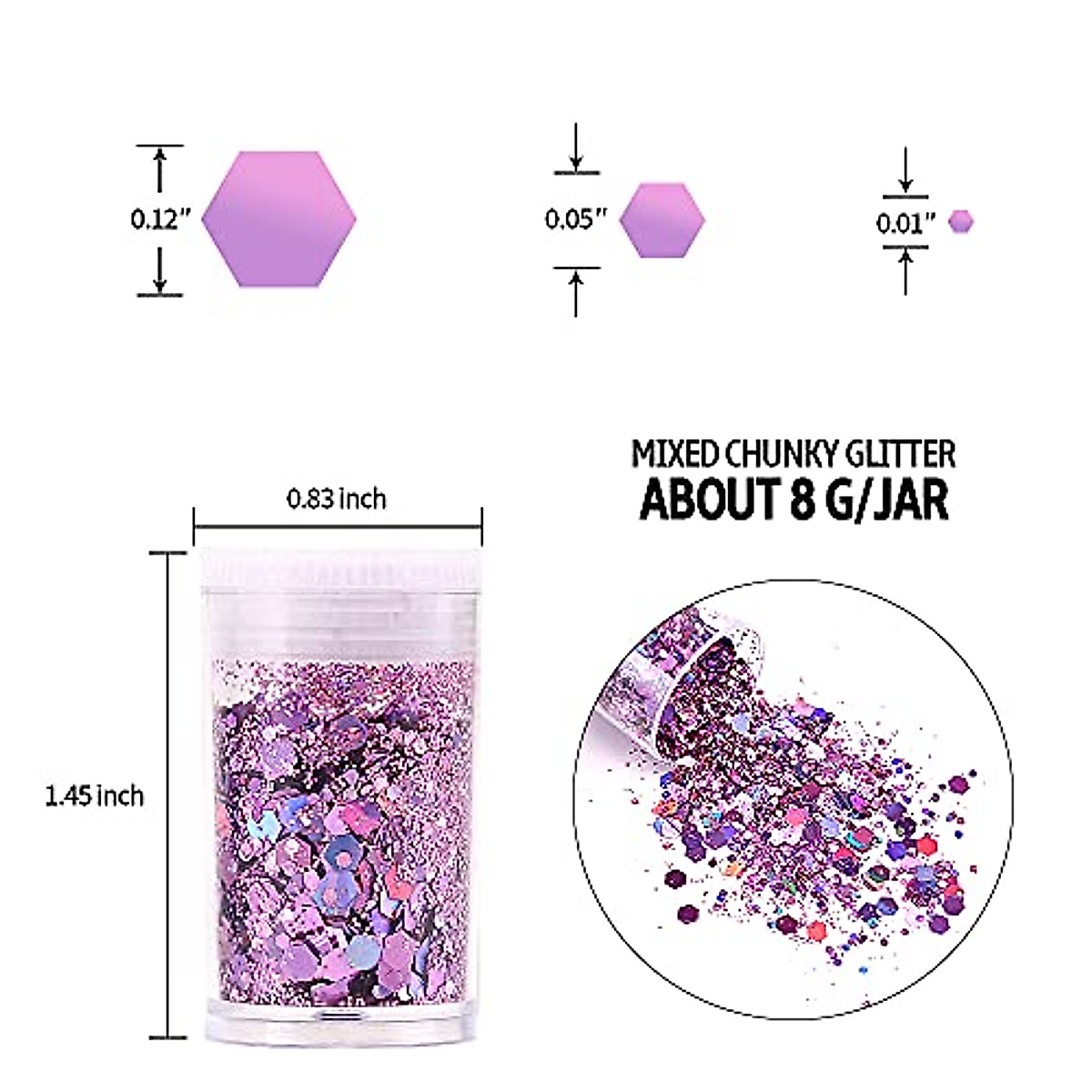 Chunky and Fine Glitter Mix, Estanoite 36 Colors Chunky Sequins & Fine Glitter Powder Mix, Iridescent Glitter Flakes, Cosmetic Makeup Glitter for Face Body Eye Nail Art, Loose Glitter for Resin Epoxy