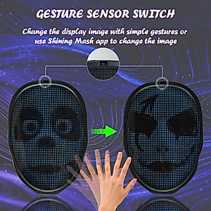 Depointer Life Led Mask with Rechargeable Bluetooth-compatible App Controlled, Customizable Shining Mask, Lighted Face Transforming Mask, unisex-child