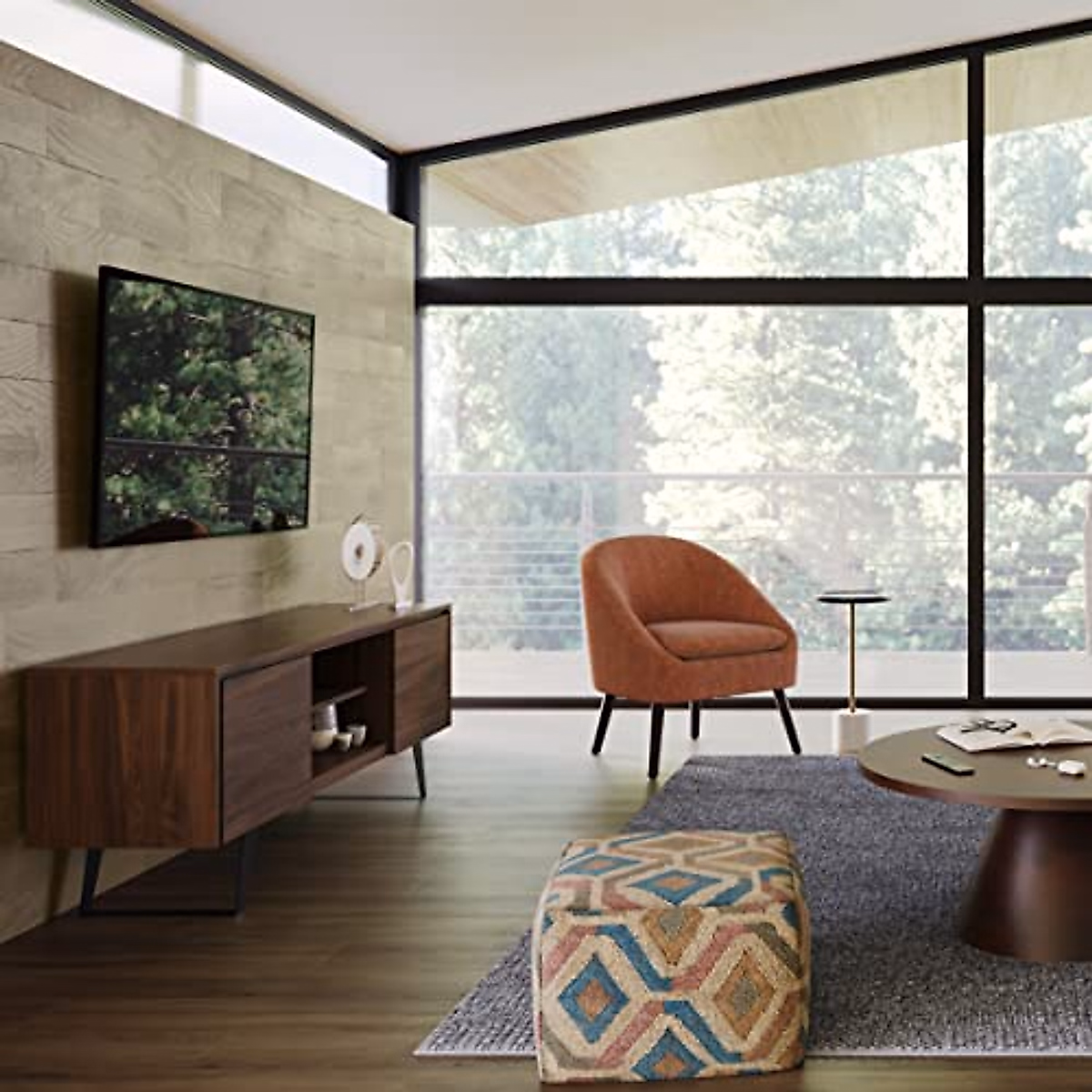 SIMPLIHOME Lowry 63 inch Wide Modern Industrial TV Media Stand in Walnut For TVs up to 70 inches for the Living Room and Entertainment Center