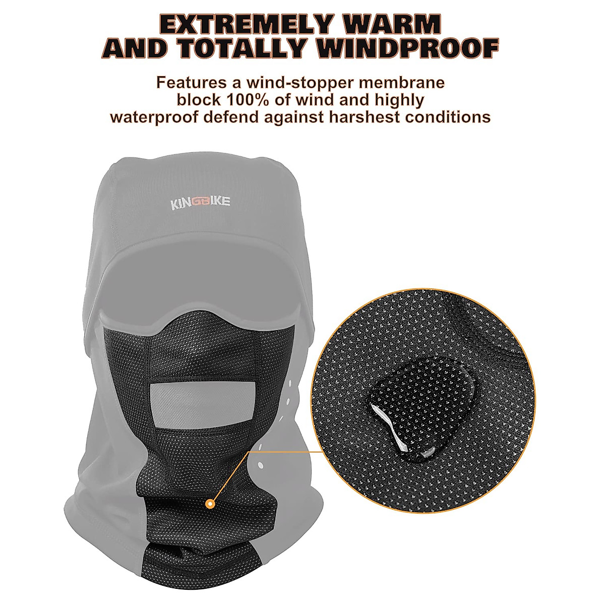 KINGBIKE Balaclava Ski Mask for Men Women Pasamontañas Hombre para Frio Winter Full Face Mask Cold Weather Water Resistant Windproof Fabric with Fleece Thermal Neck Warmer Gear Motorcycle(Black)