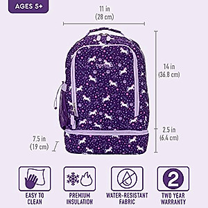 Bentgo® Kids 2-in-1 Backpack & Insulated Lunch Bag - Durable 16” Backpack & Lunch Container in Unique Prints for School & Travel - Water Resistant, Padded & Large Compartments (Unicorn)