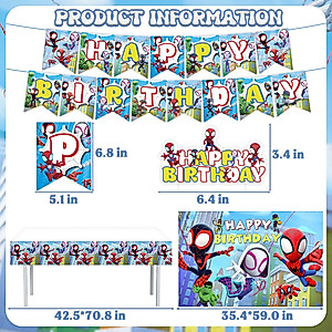 Spidey and His Amazing Friends Birthday Party Decorations, Spidey and His Amazing Friends Party Supplies Include Backdrop, Banner, Foil Balloons, Tablecloth
