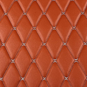 LANOBA Diamond Faux Leather Vinyl Quilted Foam Fabric with 1/4" Thick Foam Backing for Upholstery Car Headliner Headboards Furniture DIY Projects,60" x 39.37" (Brown)