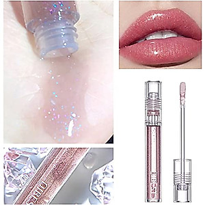 Rosarden Shimmer Hydrating Lip Gloss - Moisturizing Glossy Lip Gloss - Lip Plumping Gloss - Plumping Lip Oil- Non Sticky Lip Gloss - Waterproof & Long Lasting Lip Gloss - Pink Lip Gloss for Women