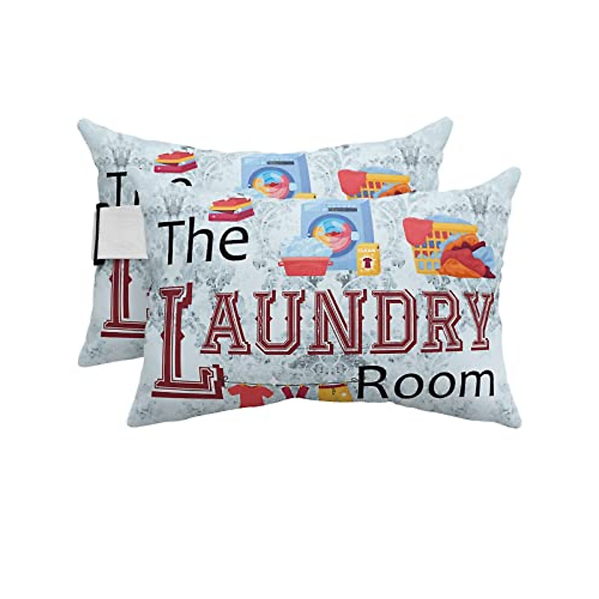 Recliner Head Pillow Ledge Loungers Chair Pillows with Insert The Machine Laundry Room Blue Vintage Lumbar Pillow with Adjustable Strap Outdoor Waterproof Patio Pillows for Beach Pool, 2 PCS