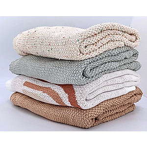 COCOAbi Baby Blanket in Retro Rainbow | 100% Cotton Knit | Naturally Soft for Babies | Boho Colors & Pattern | Gentle Cotton Blanket | Eco-Friendly Material | Beautiful Baby Gift | 32” x 38”