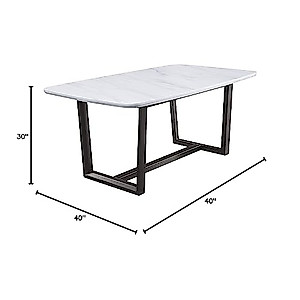 Dining Table in Marble Top and Weathered Gray Finish White Modern Contemporary Rectangle Wood