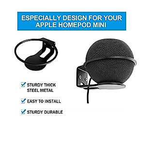 Wall Mount for HomePod Mini, Mini Speaker Wall-Mounted Sturdy Metal Mount (Black)