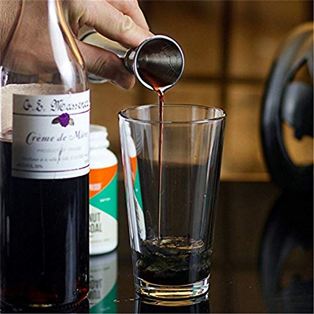 BarSoul Black Boston for Professional Bartender and Home Bar Including 18oz & 28oz Tins, Strainer, Measuring Jigger, Muddler, Mixing Spoon and Pourer (9 Piece), 2