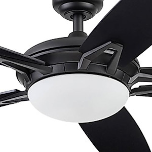 Prominence Home Clancy, 52 Inch Contemporary LED Ceiling Fan with Light, Remote Control, Dual Mounting Options, 5 Dual Finish Blades, Reversible Motor - 51483-01 (Matte Black)