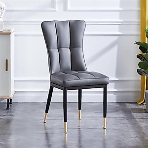 FIXARE Kitchen Dining Chairs Set of 4 Modern Metal Leg Living Room Chairs Water Proof Leather Upholstered Side Chairs Kitchen Counter Chairs (Color : Gray)