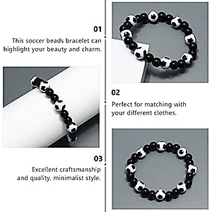 Holibanna Mens Beads Bracelet Men Beaded Bracelet Football Bracelets Soccer Shape Beads Wrist Chain Party Favor for Boy Men Plastic Beaded Wrist Jewelry Stocking Stuffer Treats