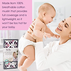 Bebe au Lait's Hooter Hiders Nursing Cover, Apron, Shawl, Privacy Covers for Breast Feeding & Pumping, Breastfeeding Cover for Mom, Soft, & Breathable Muslin Cotton with 2 pockets -Verbena