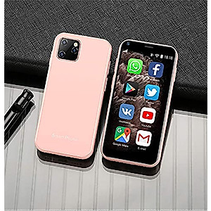 SOYES XS11 3G Mini Smartphone 2.5Inch WiFi GPS China Mobile 1GB RAM 8GB ROM Quad Core Android Cell Phones 3D Glass Slim Body HD Camera Dual Sim Google Play Cute Smartphone (Pink)