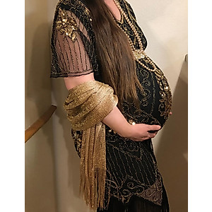 Rheane Shawl Wraps for Women Shawls and Wraps for Evening Dresses Gold Dress Evening Dresses for Women 2024 Wedding Guest Summer (Dark Gold with Gold Glitter)