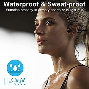 D DOMISOL Bone Conduction Headphones Wireless, Open-Ear Bluetooth Sport Earphones with Mic, Waterproof Sweat Resistant Headset for Running Cycling Hiking Gym Workouts-Black