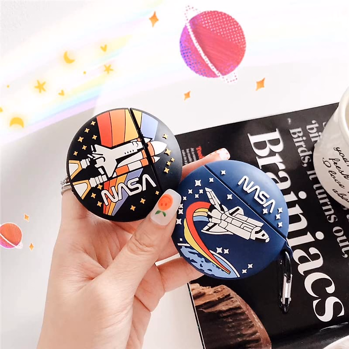 Silicone Case for Airpods Pro, Cute Astronaut Protective Soft Rubber Cover Skin with Keychain for Kids Teens Girls Boys (Astronaut Blue)