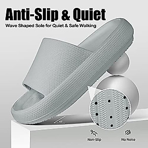 Cloud Slippers Slides for Women and Men, Pillow Sandal Slides Massage Bathroom Shower Quick Drying Non-slip Cloud Cushion Cozy Slides for Indoor & Outdoor