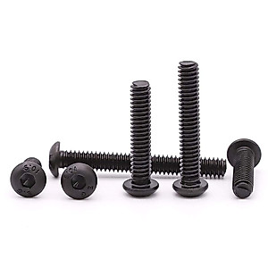 M6-1.0 x 25mm Button Head Socket Head Cap Screws, Grade 10.9 Alloy Steel, Allen Hex Drive, Full Machine Thread, Black Oxide Finish, 25 PCS