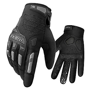 INBIKE MTB Mountain Bike Gloves Touchscreen with Thicken EVA Padded & TPR Knuckle Protection for BMX MX ATV Motorcycle (Medium, Grey)