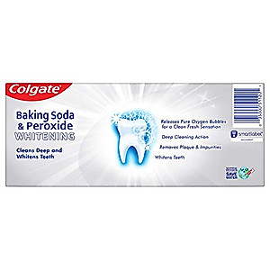 Colgate Baking Soda and Peroxide Toothpaste, Whitening Baking Soda Toothpaste, Brisk Mint Flavor, Whitens Teeth, Fights Cavities and Removes Surface Stains for Whiter Teeth, 6 Oz Tube, 2 Pack