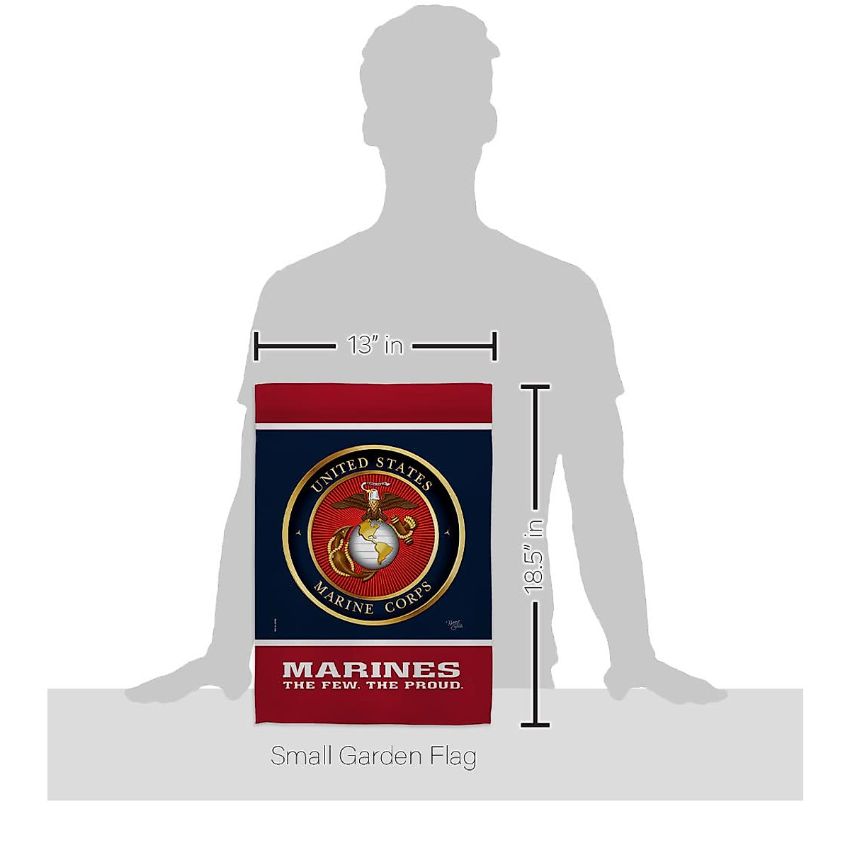 Breeze Decor Proud Marine Corps Garden Flag Set Mailbox Hanger Armed Forces USMC Semper Fi United State American Military Veteran Retire Official House Banner Small Yard Gift Double-Sided, Made In USA