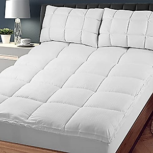 KARRISMHOMELINEN Mattress Topper(King) Cooling Mattress Pad Cover Topper, 400TC Cotton Pillow Top (8-21Inch Deep Pocket)